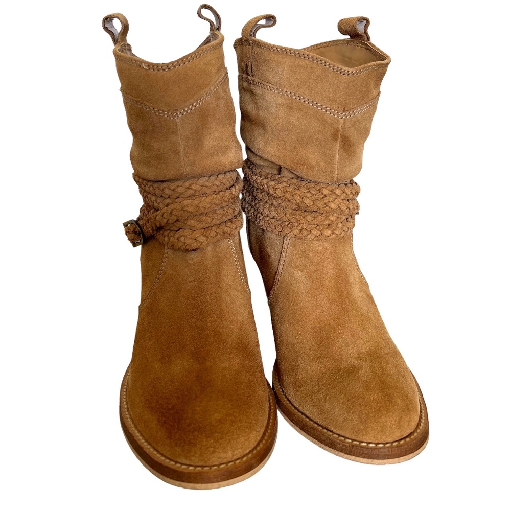 Dingo Slouchy Braided Suede Western Boots In Light Br… - Gem